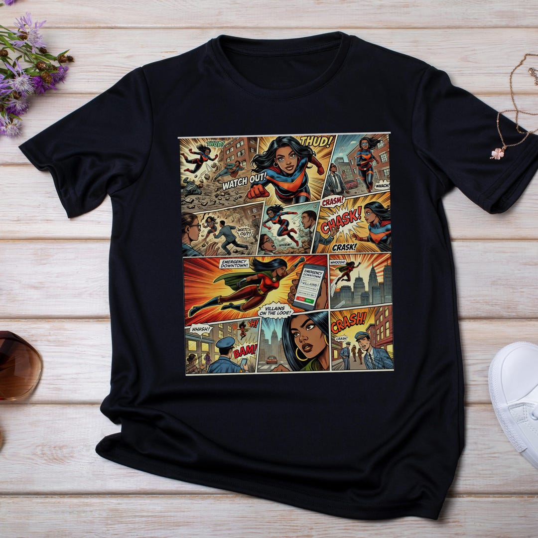 Black Girl Superhero Comic Shirt , African American Female Hero Graphic ...