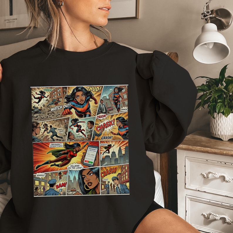 Black Girl Superhero Comic Shirt , African American Female Hero Graphic ...