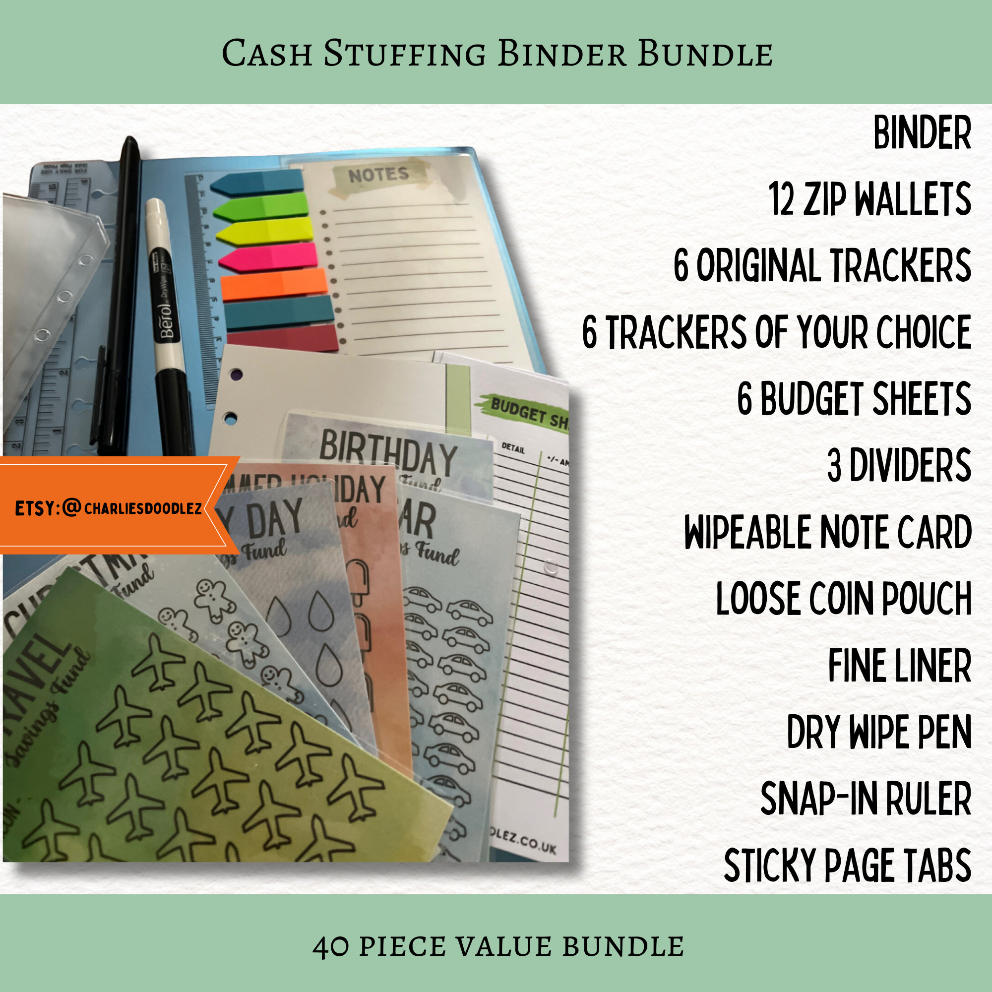 Cash Stuffing Budgeting Binder Bundle Starter Kit Cash Envelopes 40 ...