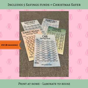 Digital Printable Savings Trackers Christmas, Car, Summer Holiday ...