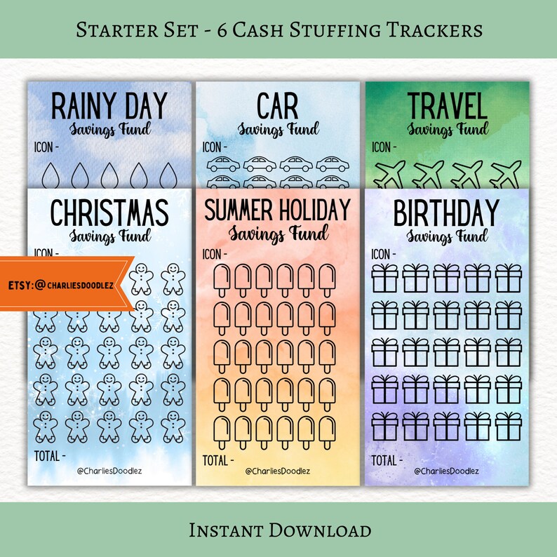 Digital Printable Savings Trackers Christmas, Car, Summer Holiday ...