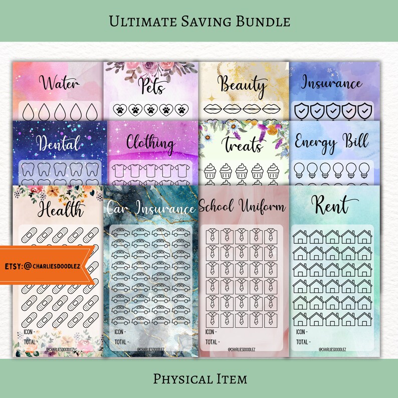 Cash Stuffing Savings Challenge Tracker Bundle A6 Laminated 300GSM ...