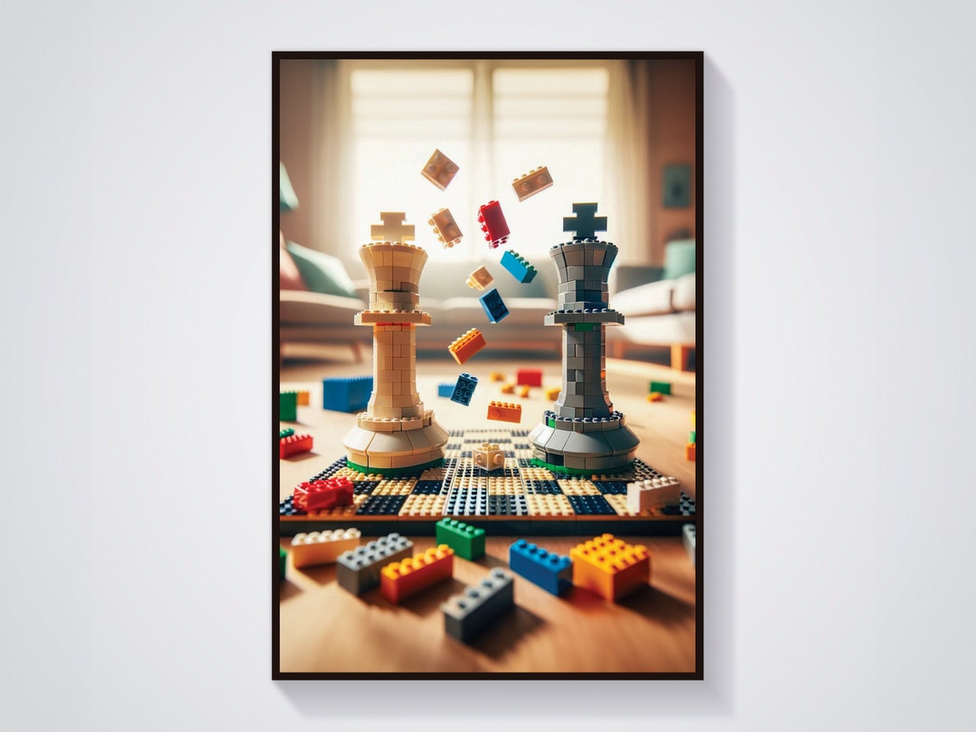 Block Chess Poster Chessboard Art Unique Home & Office Art Set Wall ...