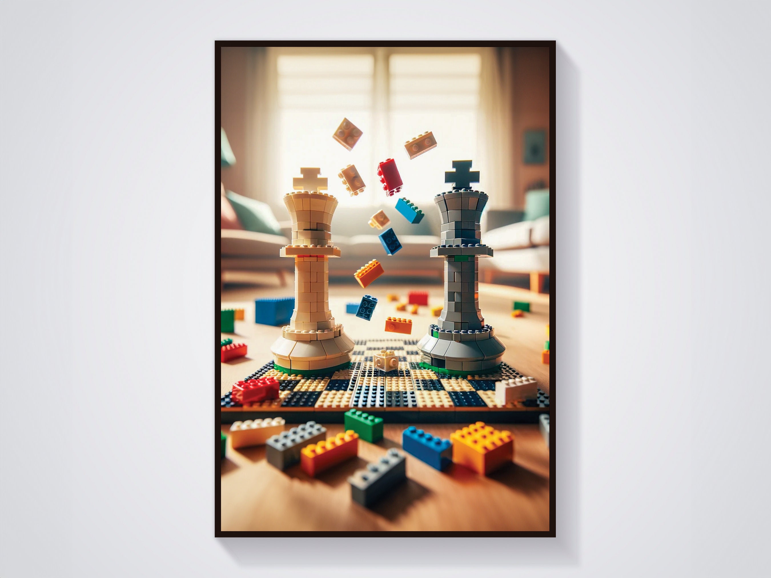 Block Chess Poster Chessboard Art Unique Home & Office Art Set Wall ...
