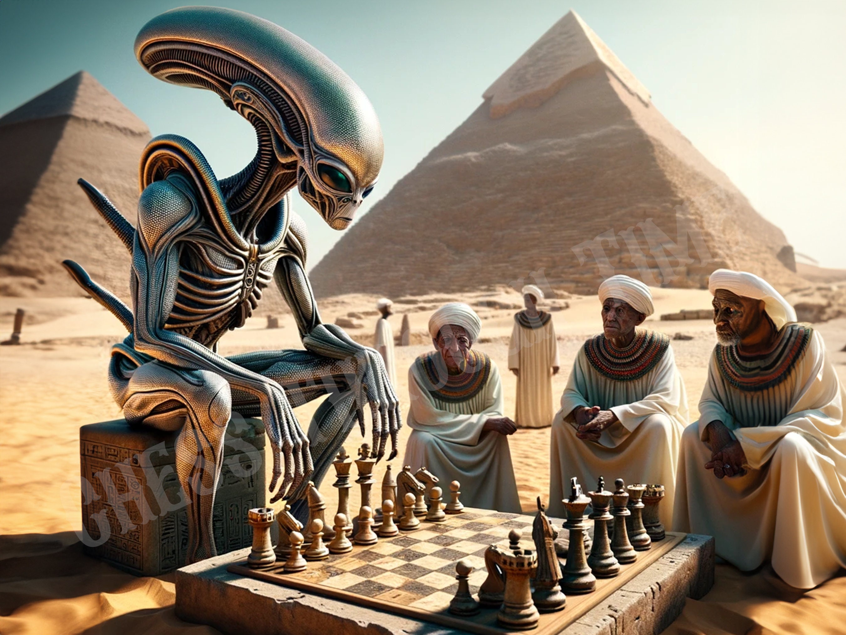 Sci-fi Chess Art: 6 Alien Chess Digital Prints Unique Home & Office Art ...