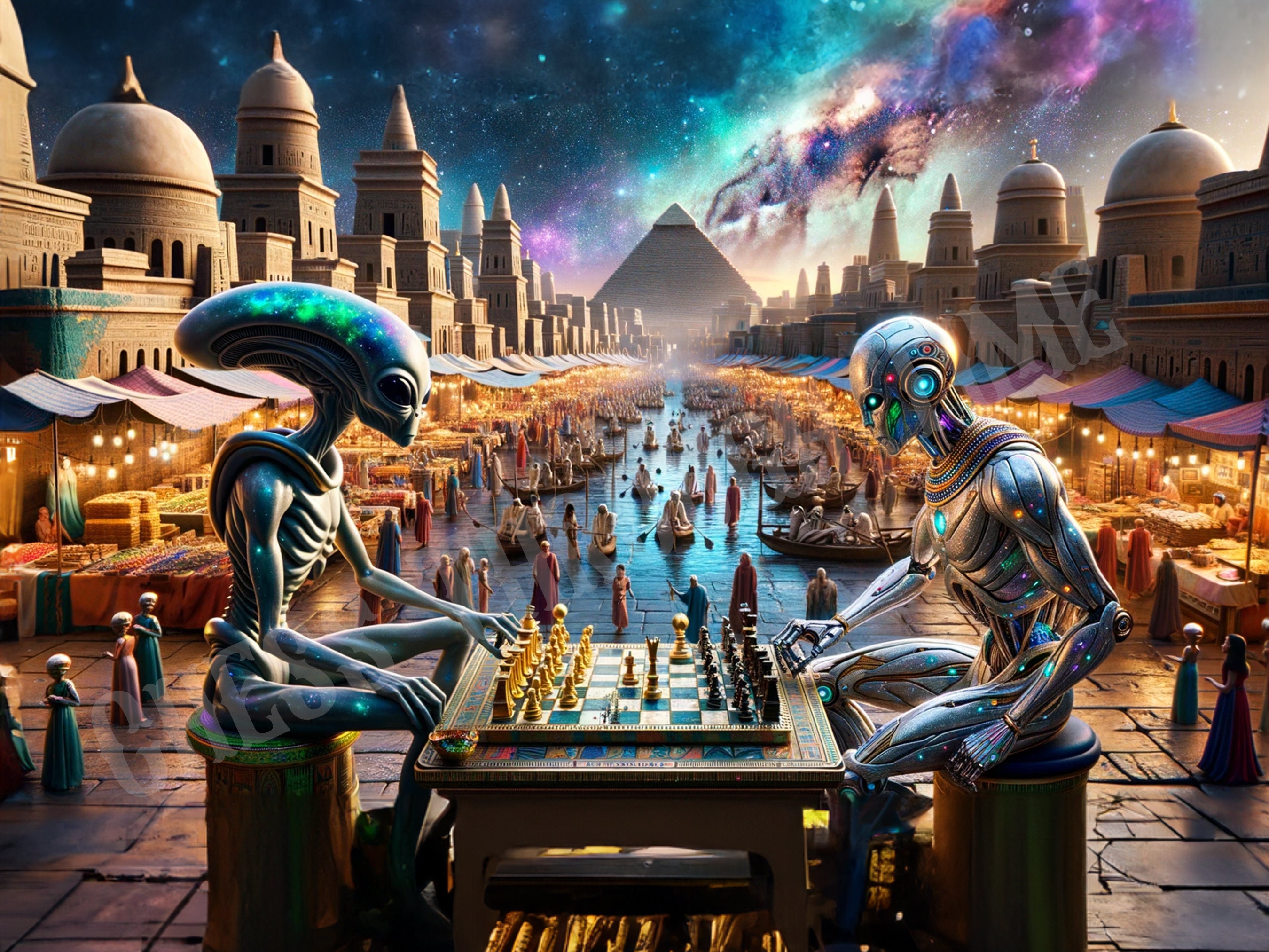 Sci-fi Chess Art: 6 Alien Chess Digital Prints Unique Home & Office Art ...