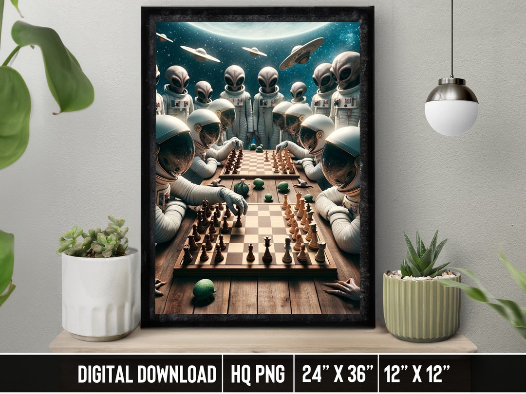 Sci-fi Chess Art: 6 Alien Chess Digital Prints Unique Home & Office Art ...