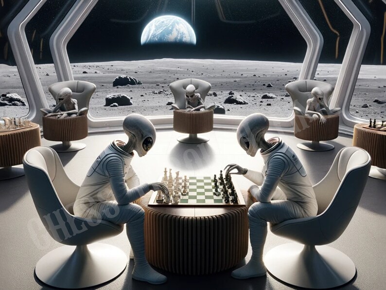 Sci-fi Chess Art: 6 Alien Chess Digital Prints Unique Home & Office Art ...