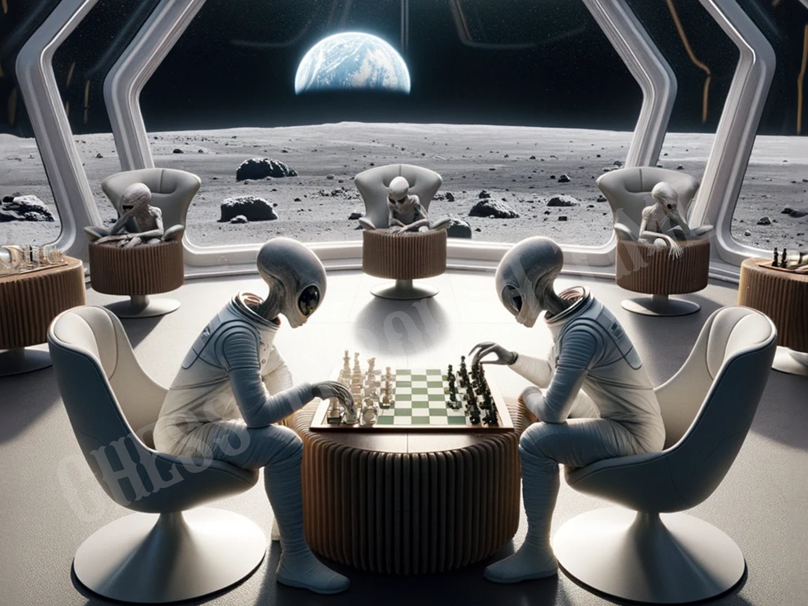 Sci-fi Chess Art: 6 Alien Chess Digital Prints Unique Home & Office Art ...