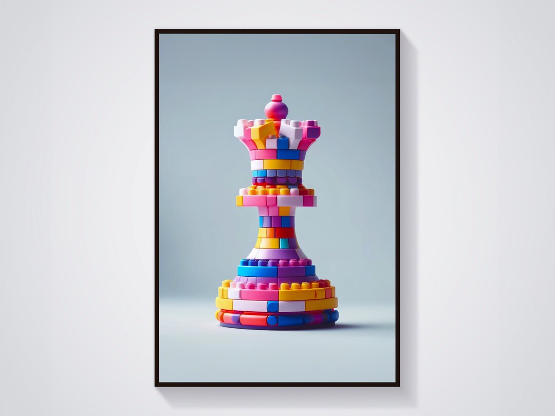 Block Chess Poster Chess Art Unique Home & Office Art Set Wall Decor ...