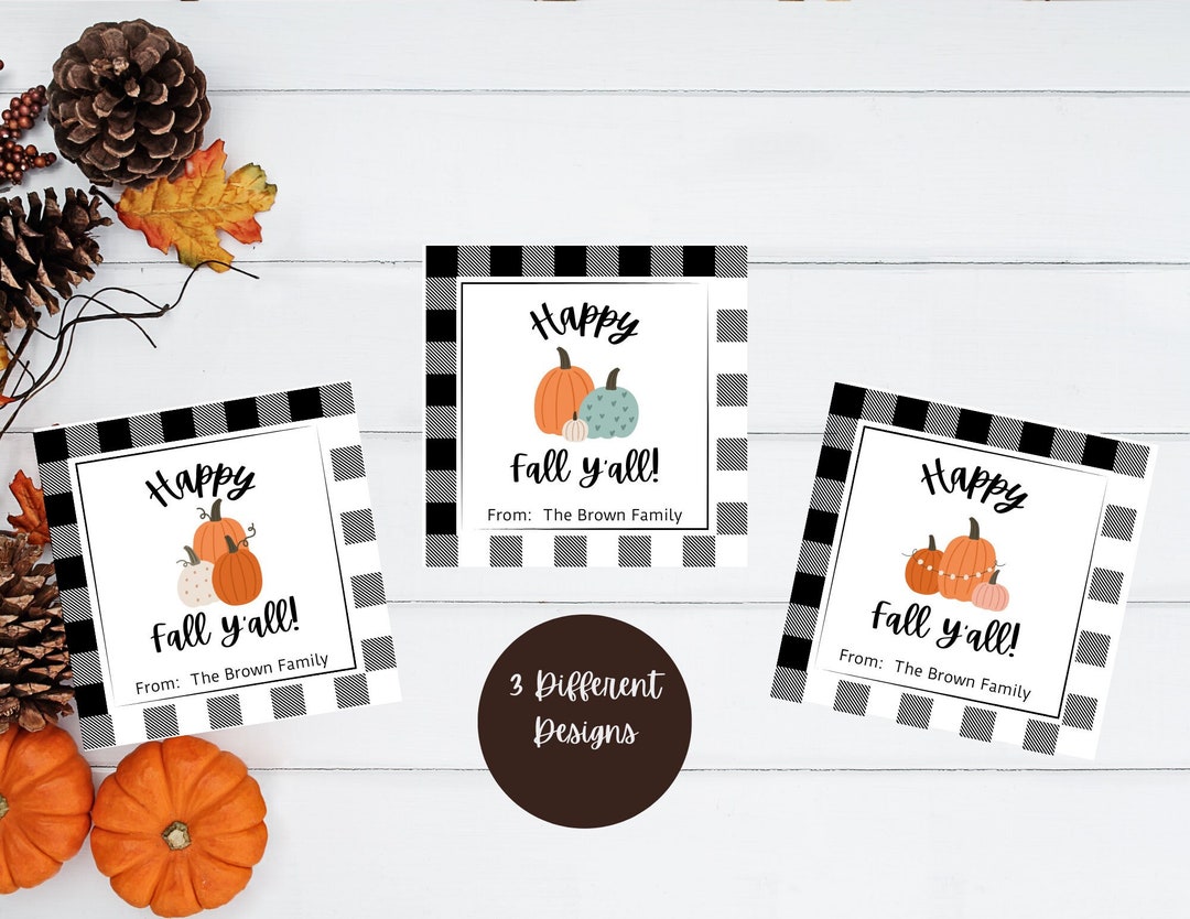 Happy Fall Yall Gift Tags, Printable Autumn Treat Tags, Fall Gift ...