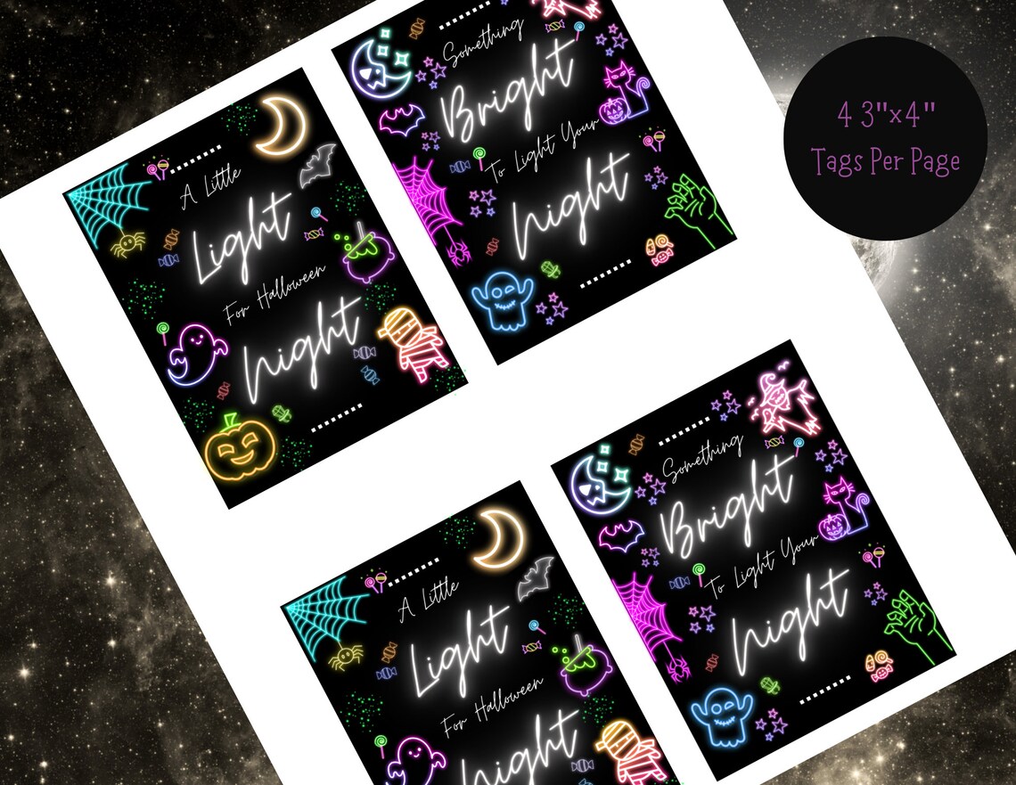Halloween Glow Stick Tags, A Little Light for Halloween Night ...