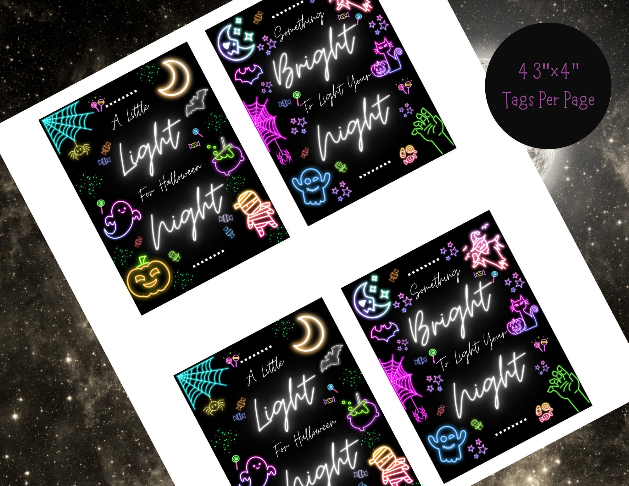 Halloween Glow Stick Tags, A Little Light for Halloween Night ...