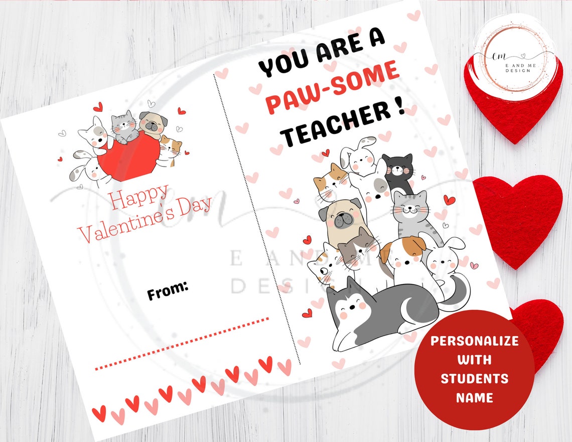 Printable Pet Valentine's Day Cards, Classroom Valentine's Day Cards ...