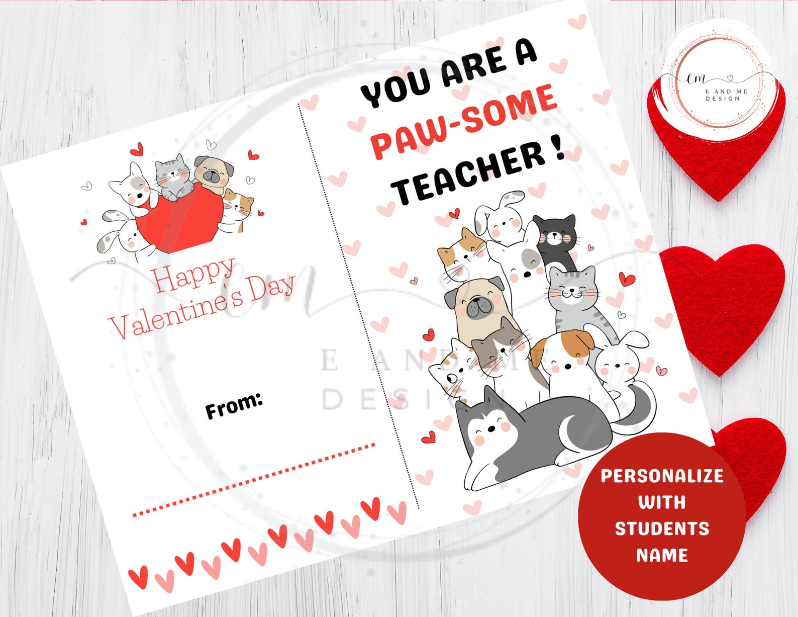 Printable Pet Valentine's Day Cards, Classroom Valentine's Day Cards ...