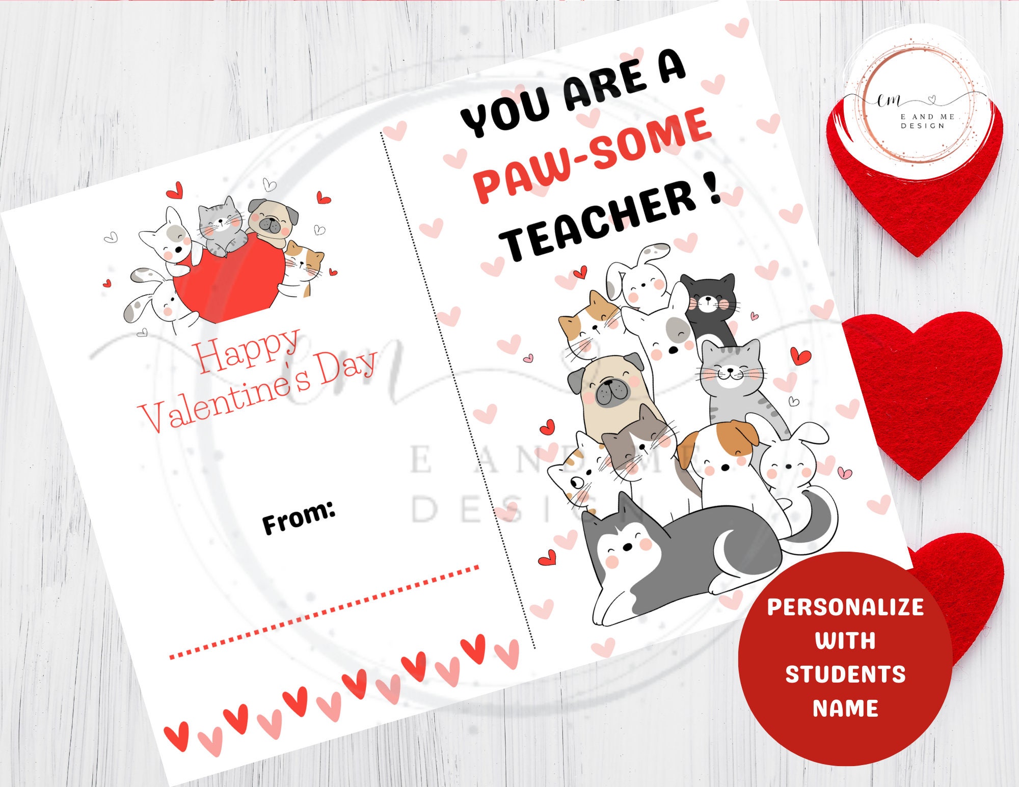 Printable Pet Valentine's Day Cards, Classroom Valentine's Day Cards ...