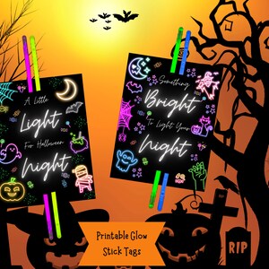 Halloween Glow Stick Tags, A Little Light for Halloween Night ...