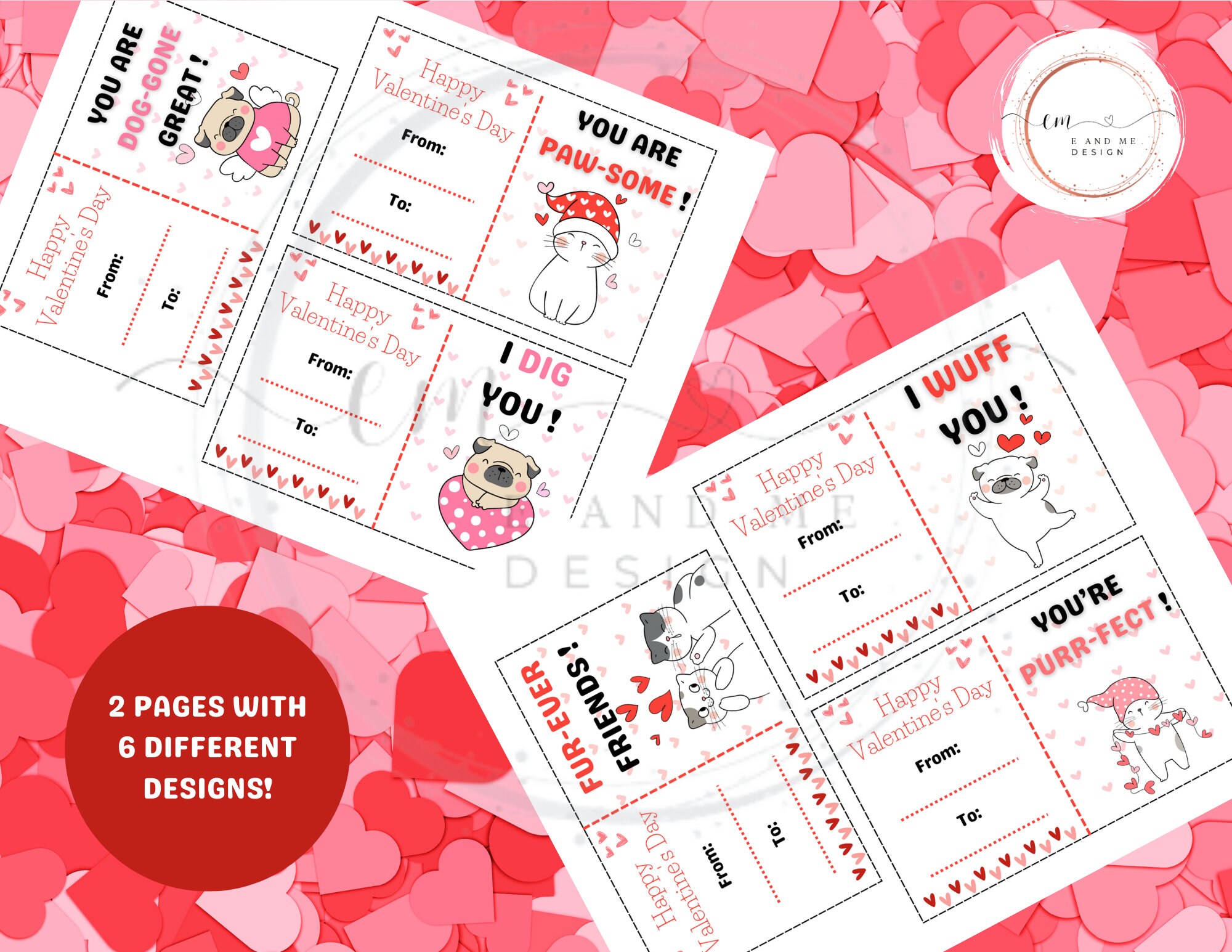 Printable Pet Valentine's Day Cards, Classroom Valentine's Day Cards ...