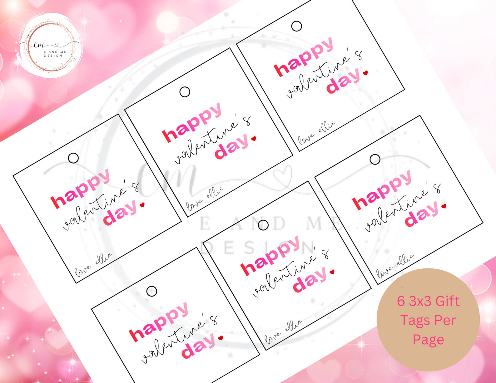 Editable Valentine's Day Tag Printable, Valentine's Day Gift Tag ...