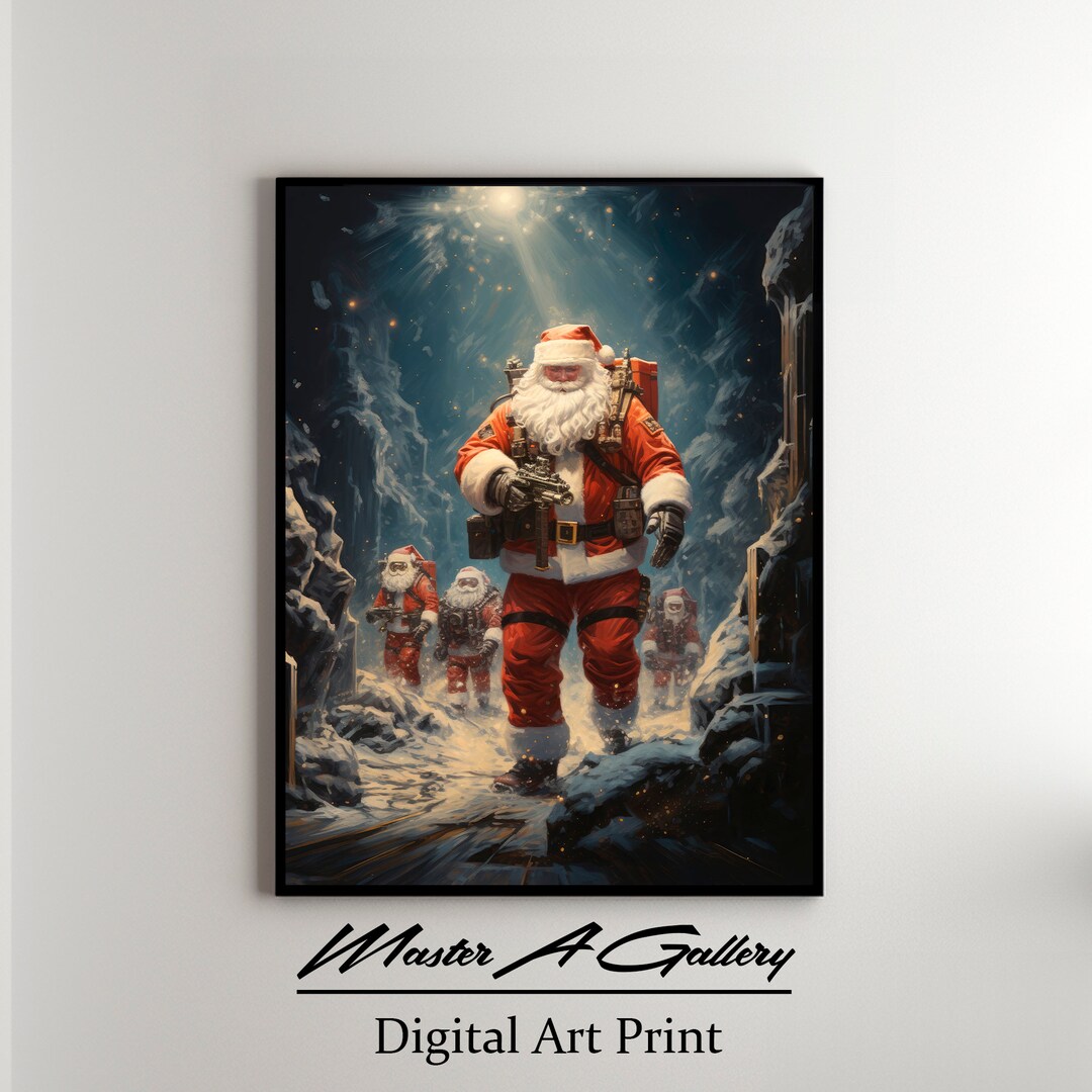 Santa's Cosmic Trek Digital Art Print - Etsy