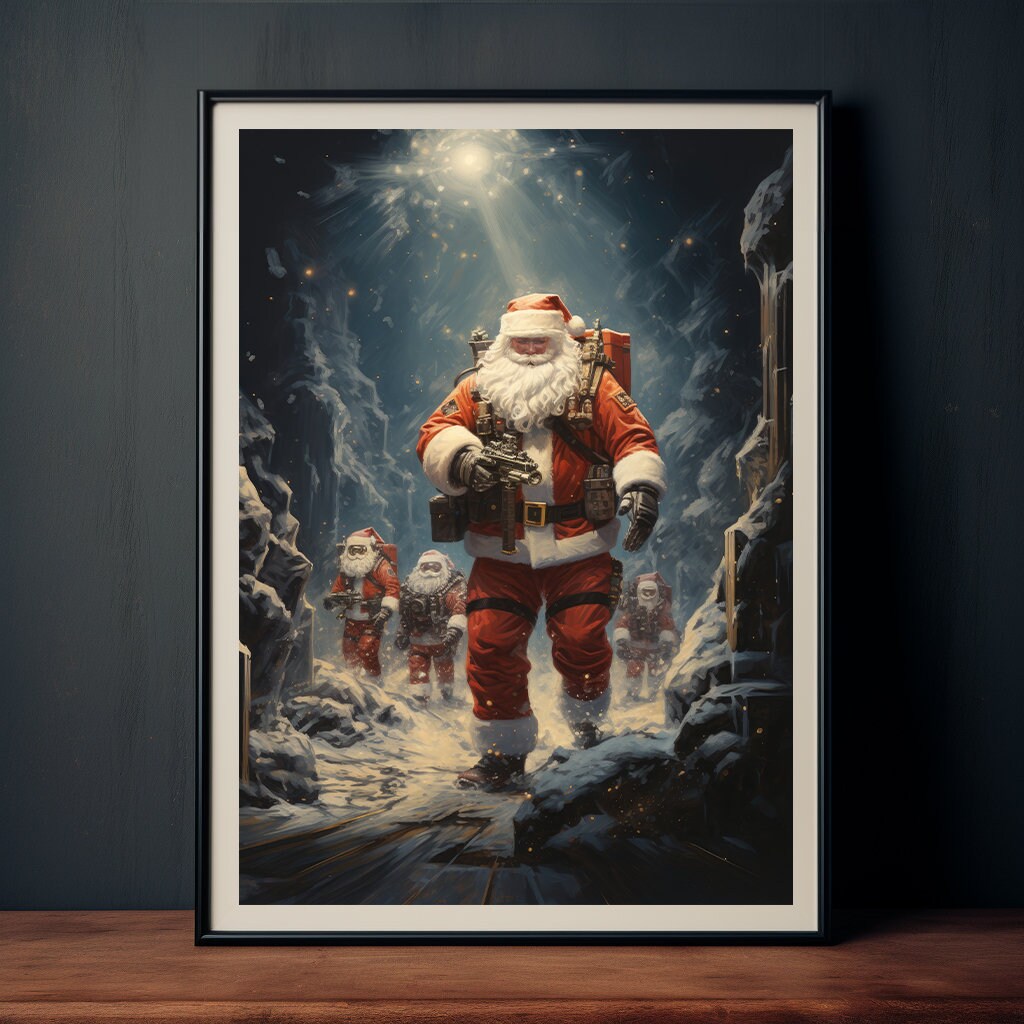 Santa's Cosmic Trek Digital Art Print - Etsy