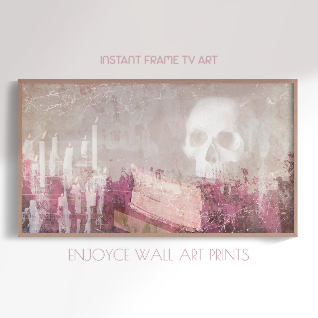 Freaky Goth Pink Skeleton Candles Halloween Frame Tv Art Moody Abstract ...