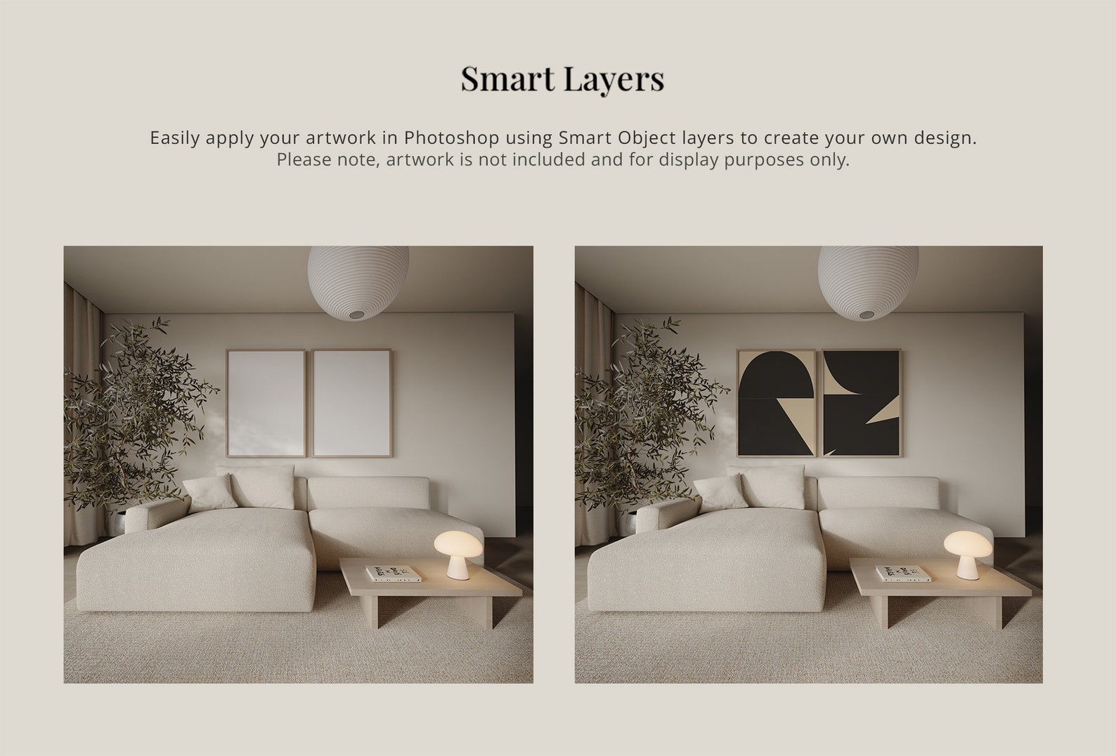 Two Frame Mockup in Home Interior,wood Frame Mockup,a0 Frame Mockup PSD ...