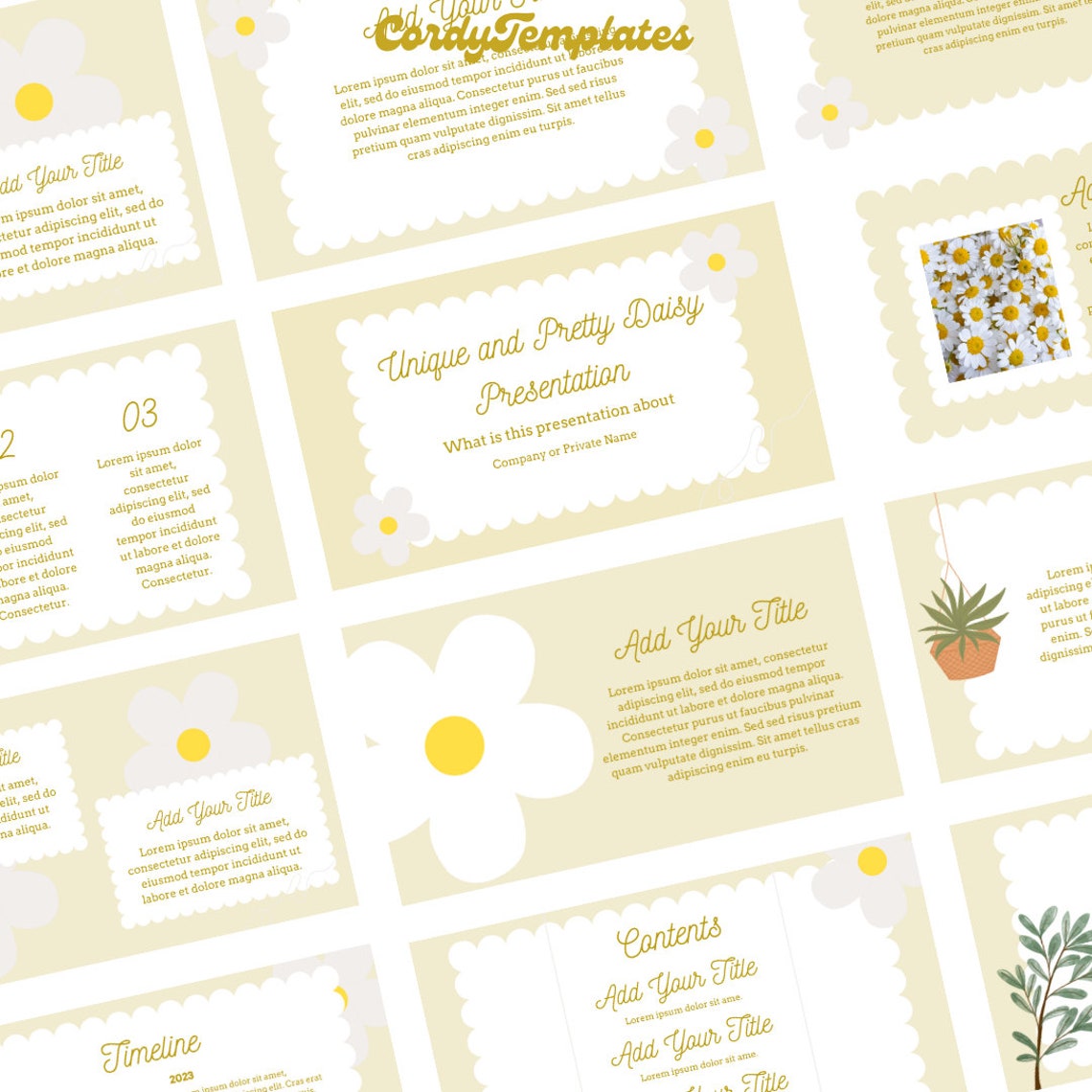 Powerpoint Template, Unique and Pretty Daisy Professional Pastel ...