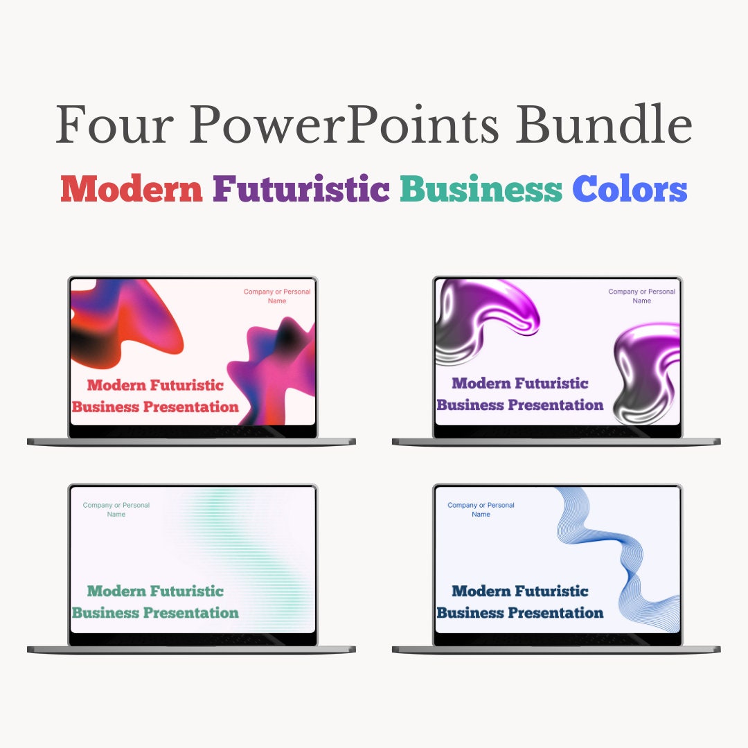 Four Powerpoint Templates Bundle Futuristic Colors Presentation ...