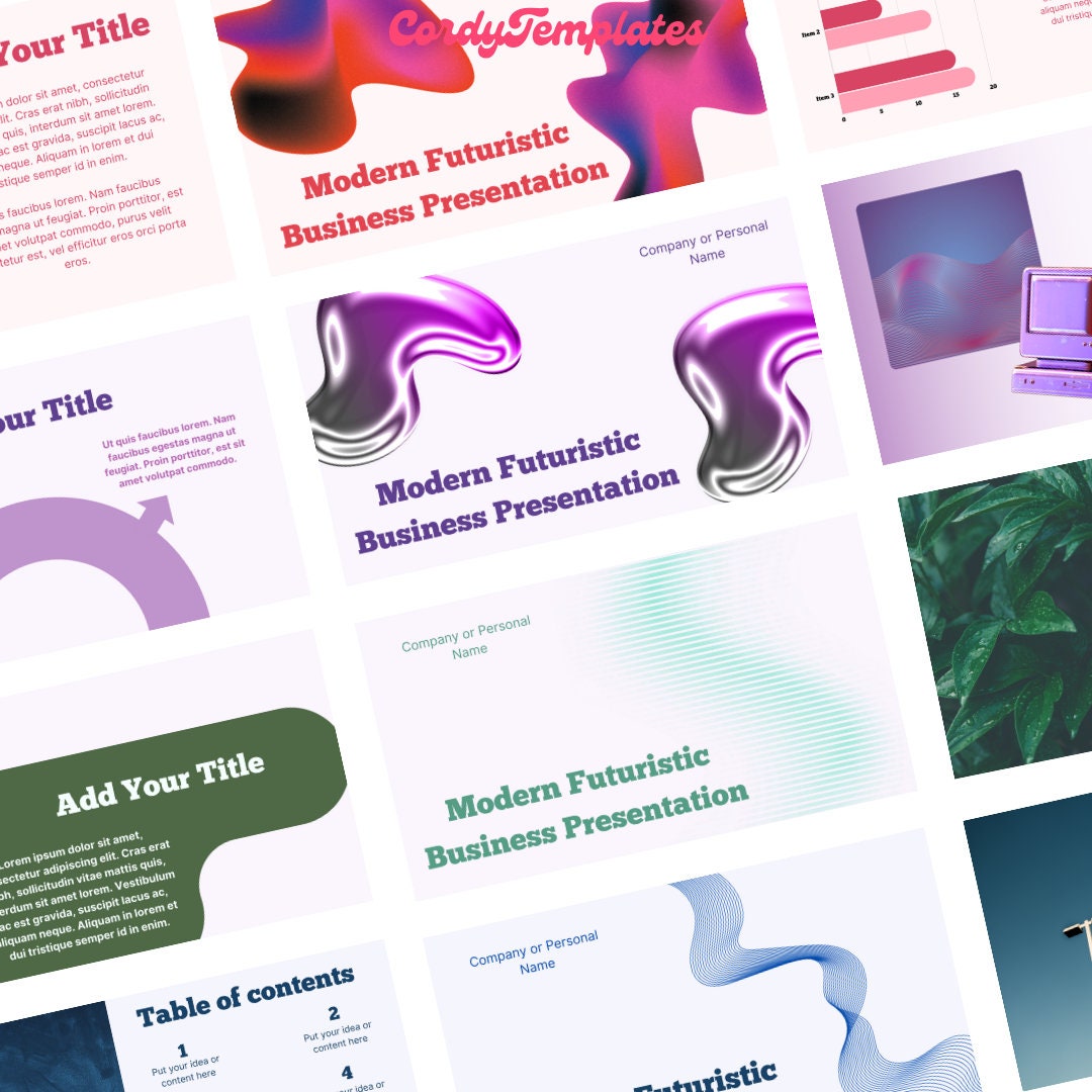 Four Powerpoint Templates Bundle Futuristic Colors Presentation ...