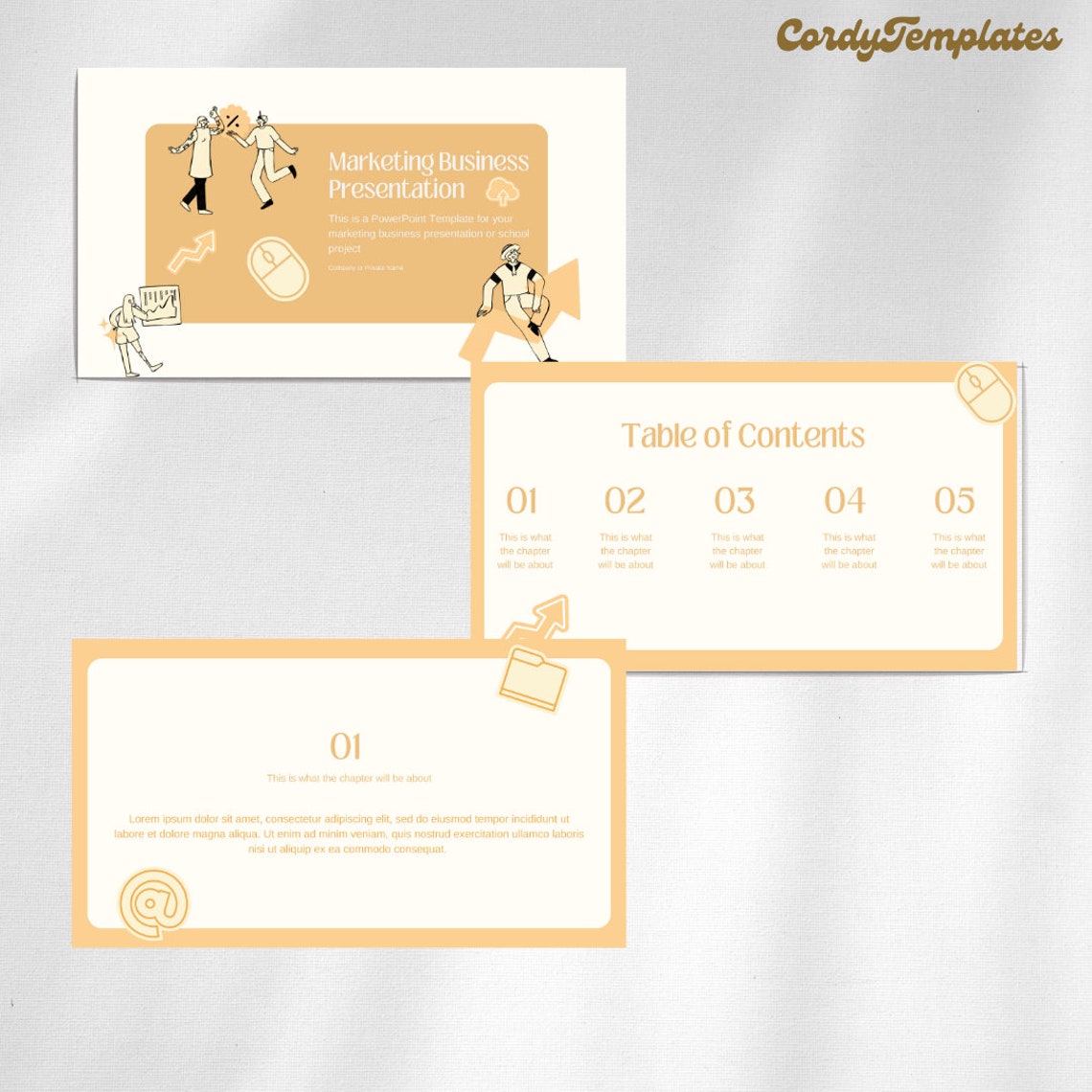 Powerpoint Template Professional Yellow Marketing Business Academic ...