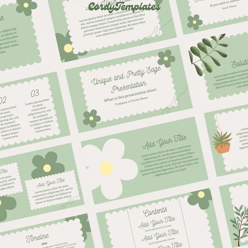 Powerpoint Template Professional, Unique and Pretty Sage Business and ...