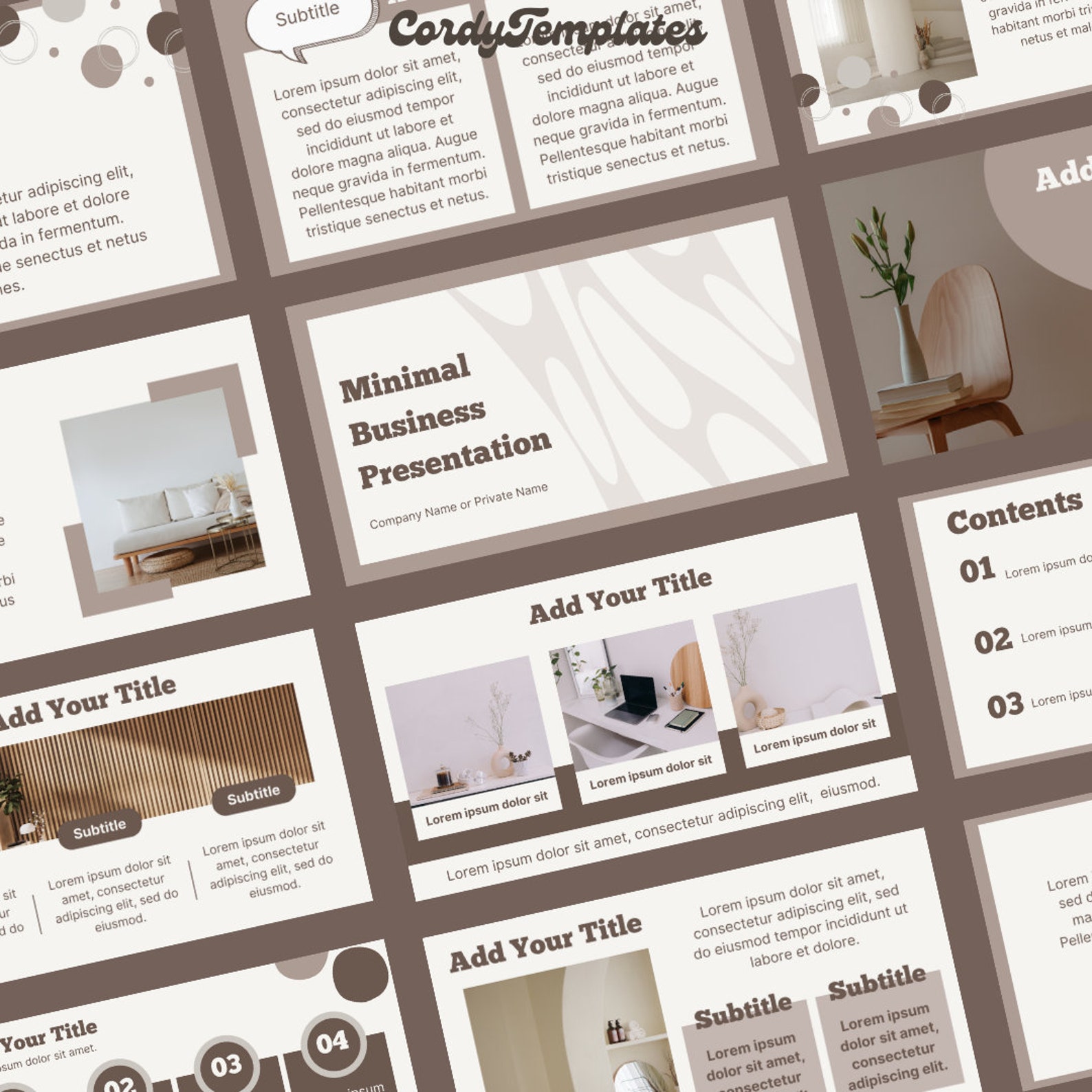 Minimal Powerpoint Template Brown Beige Business Canva Presentation ...