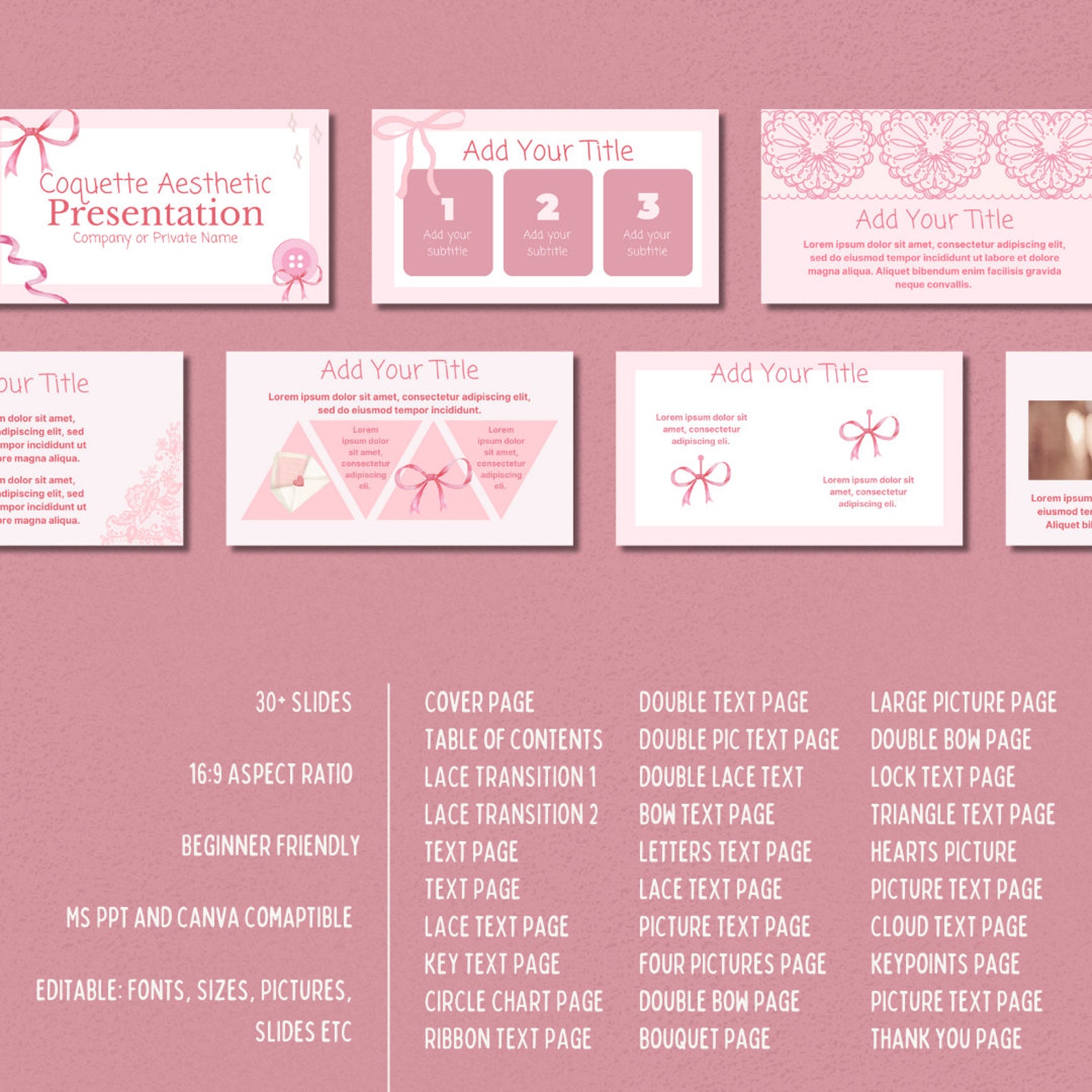 Coquette Aesthetic Powerpoint Template Presentation Canva Template ...