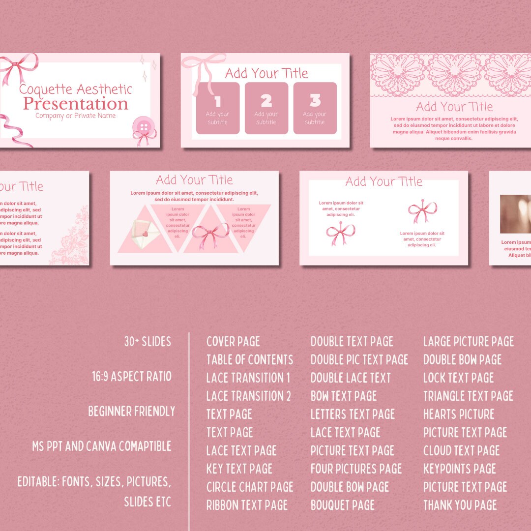 Coquette Aesthetic Powerpoint Template Presentation Canva Template ...