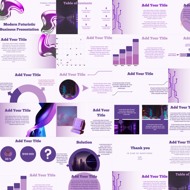 Four Powerpoint Templates Bundle Futuristic Colors Presentation ...