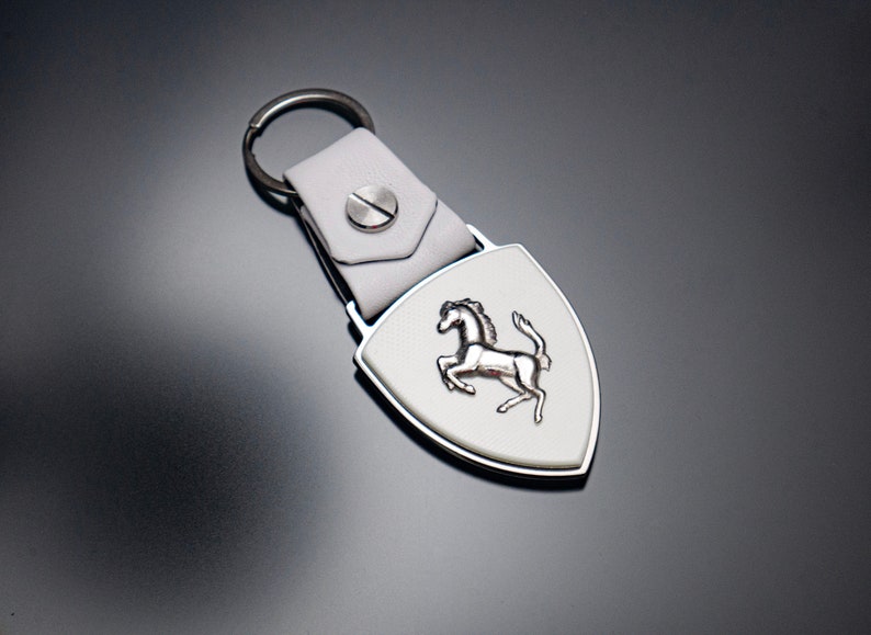 White Custom Ferrari Keychain, Made of Titanium, Fiorano, Spider, Enzo ...