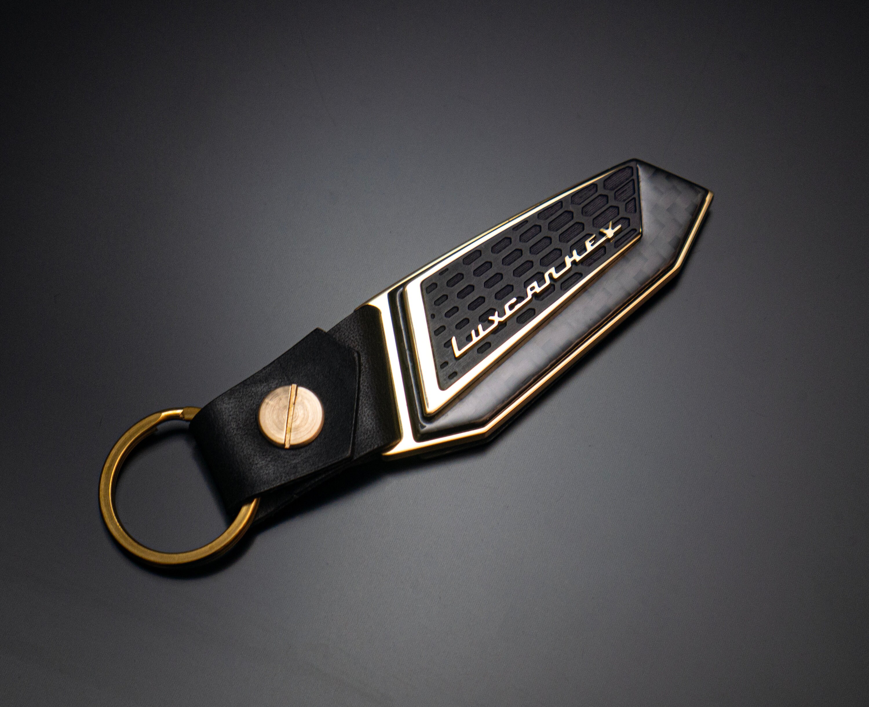 Golden Keychain for Lamborghini Lovers Carbon Fiber, Bronze Lettering ...