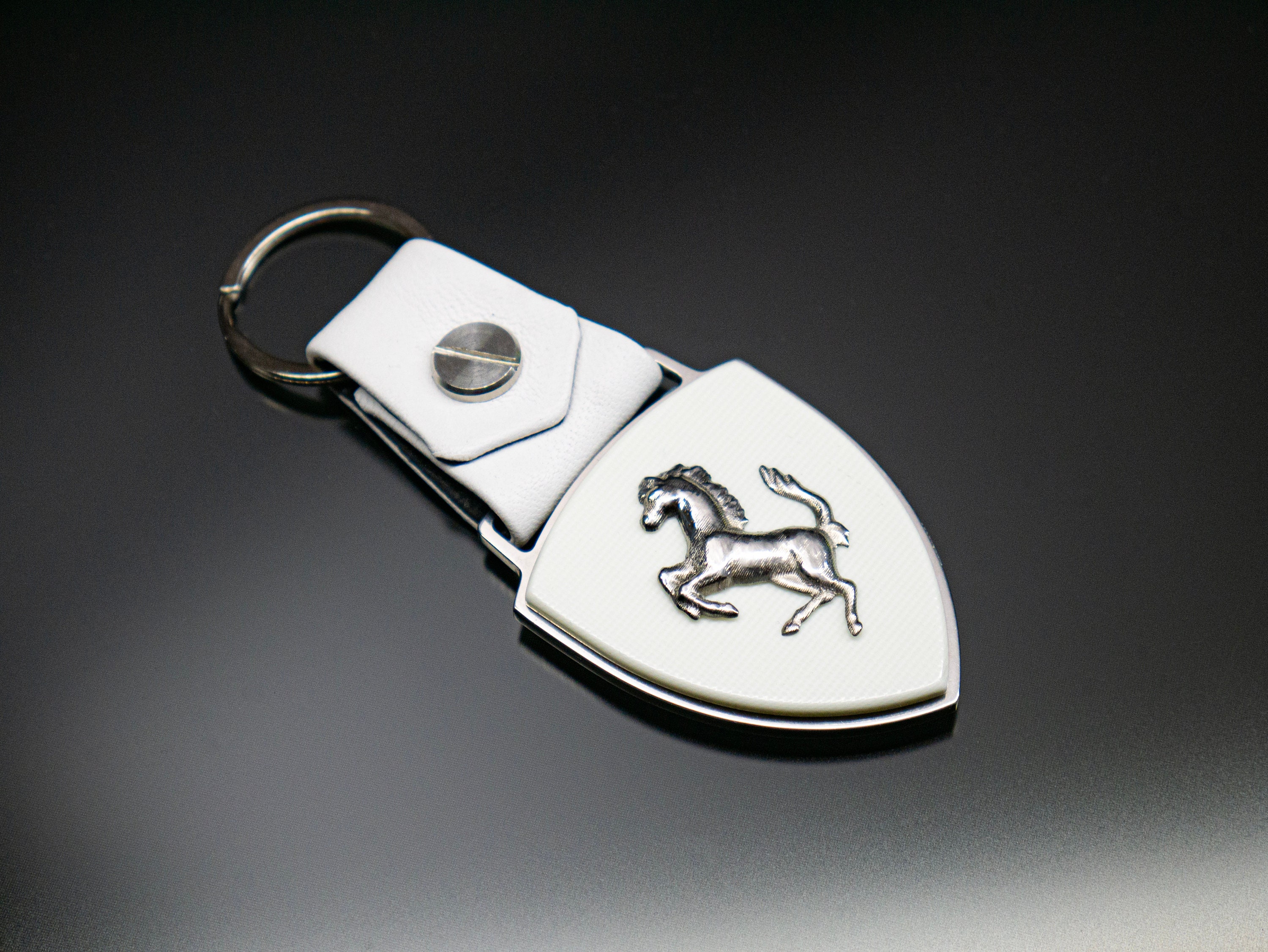 White Custom Ferrari Keychain, Made of Titanium, Fiorano, Spider, Enzo ...