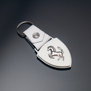 White Custom Ferrari Keychain, Made of Titanium, Fiorano, Spider, Enzo ...