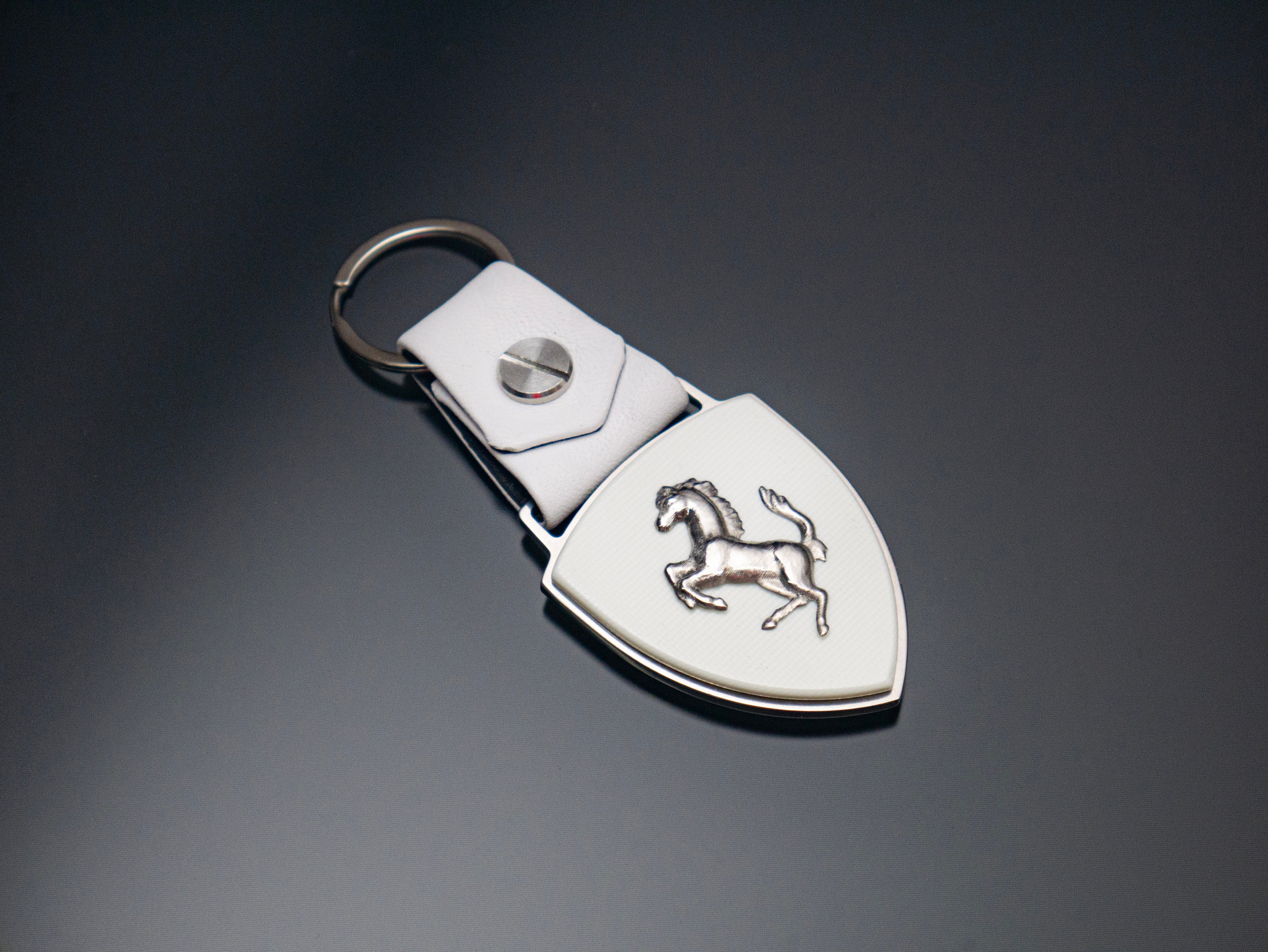 White Custom Ferrari Keychain, Made of Titanium, Fiorano, Spider, Enzo ...