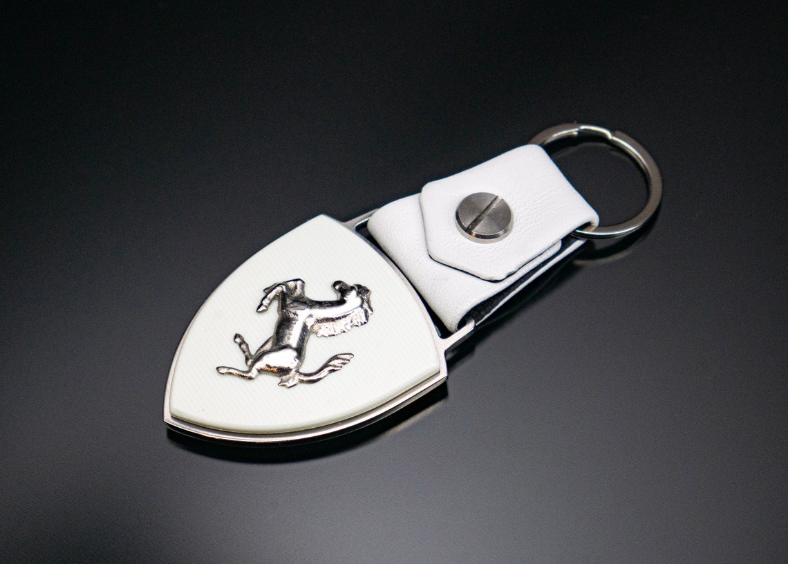 White Custom Ferrari Keychain, Made of Titanium, Fiorano, Spider, Enzo ...