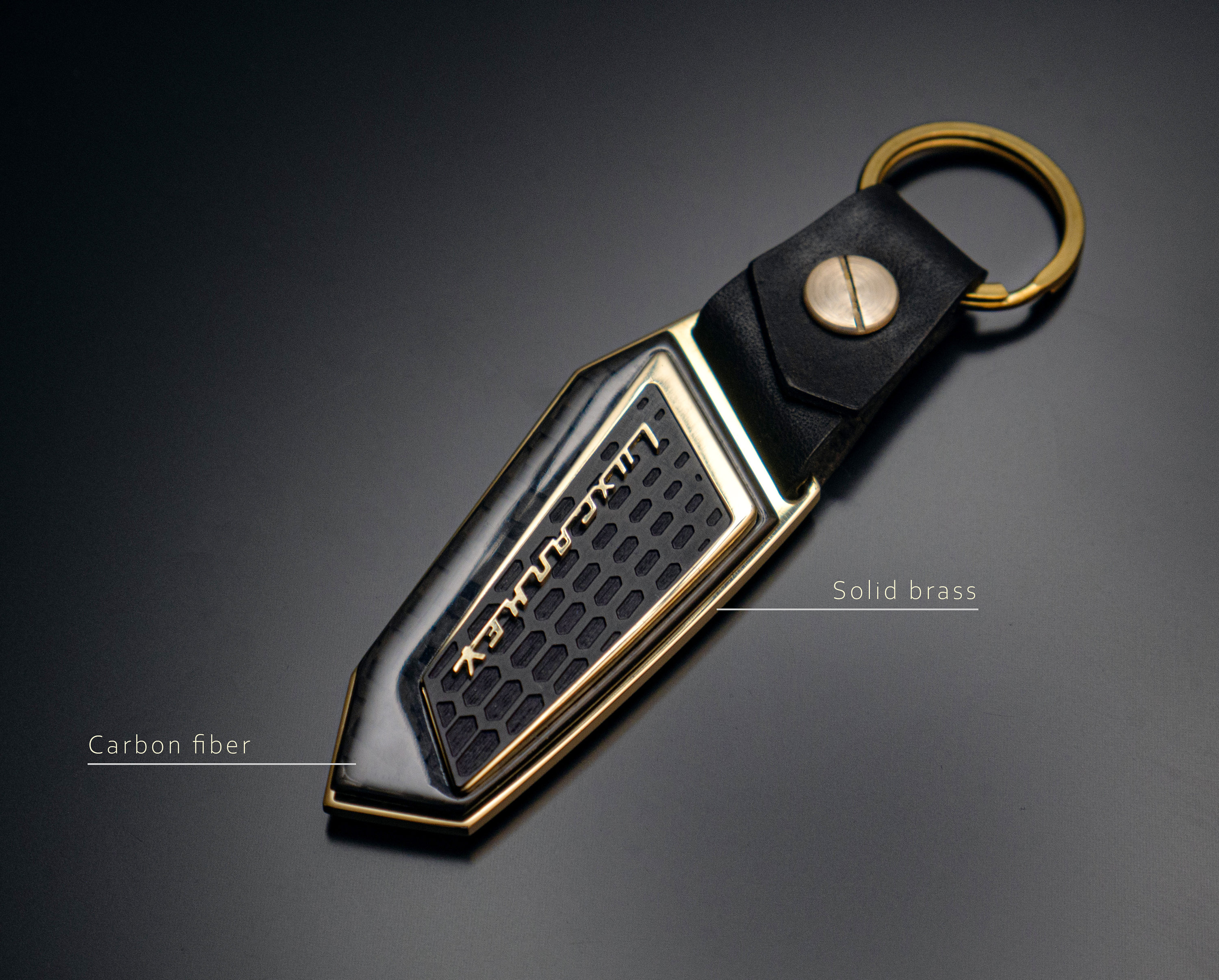 Golden Keychain for Lamborghini Lovers Carbon Fiber, Bronze Lettering ...