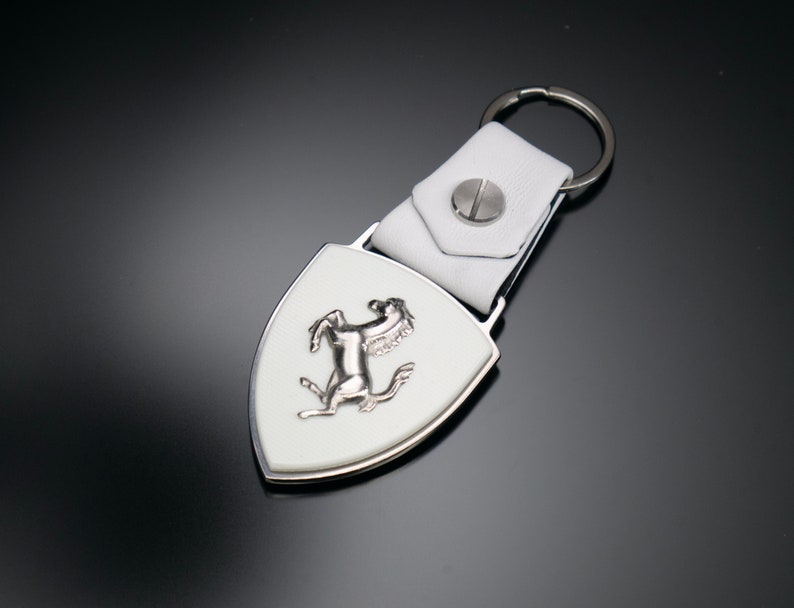 White Custom Ferrari Keychain, Made of Titanium, Fiorano, Spider, Enzo ...