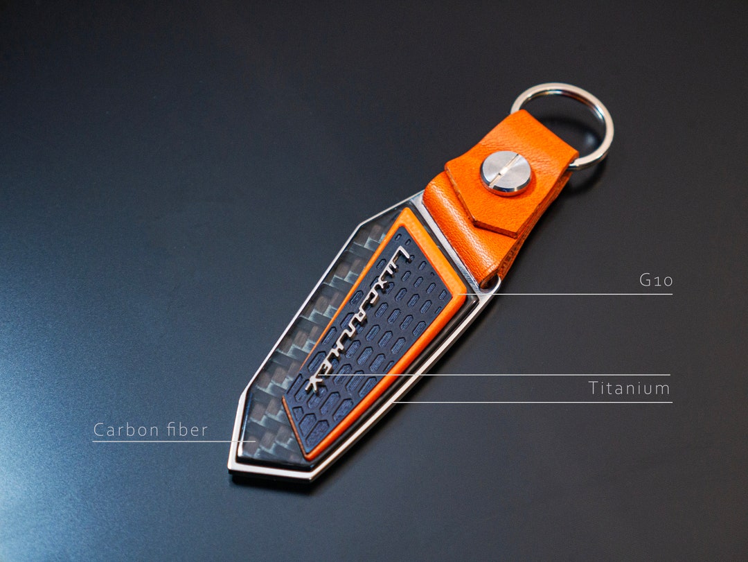 Luxury Keychain for Lamborghini Lovers Carbon Fiber, Titanium Lettering ...