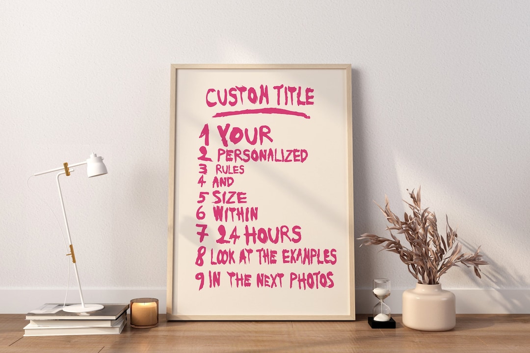 Custom Rules, Apartment Art, Rules of Life, Rules Wall Art, Wall Art ...