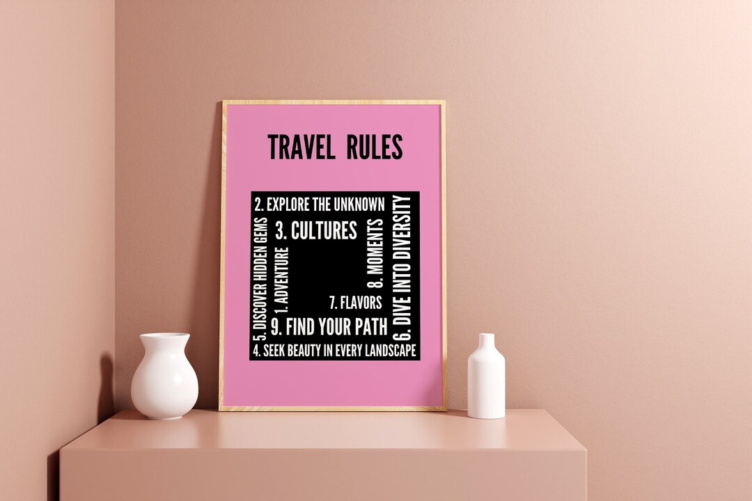 Pink Art, Rules Wall Art, Rules of Life, Wall Art for Apartments, Home ...