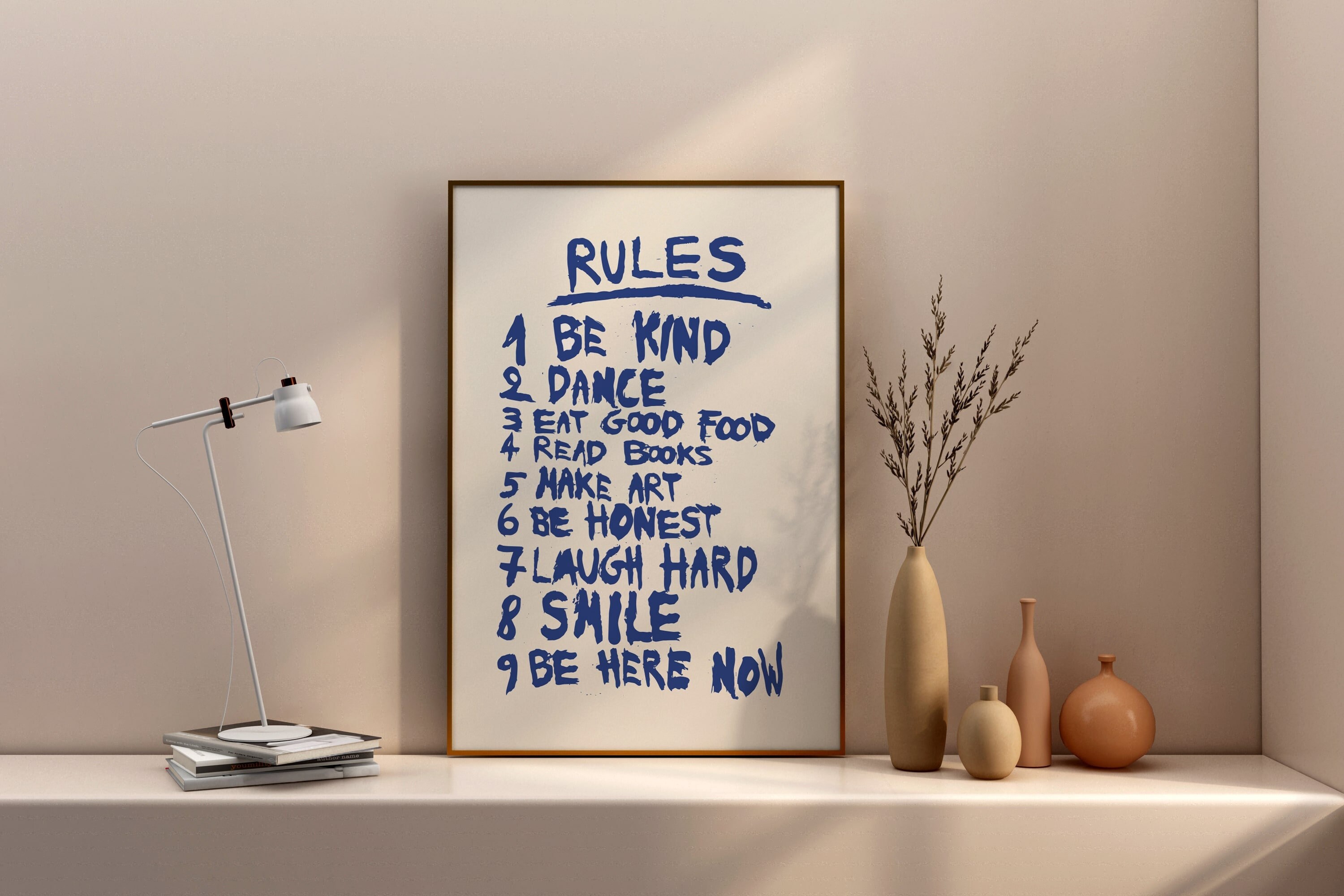 Retro Wall Art, Rules Art Print, Rules of Life, Wall Art for Apartments ...