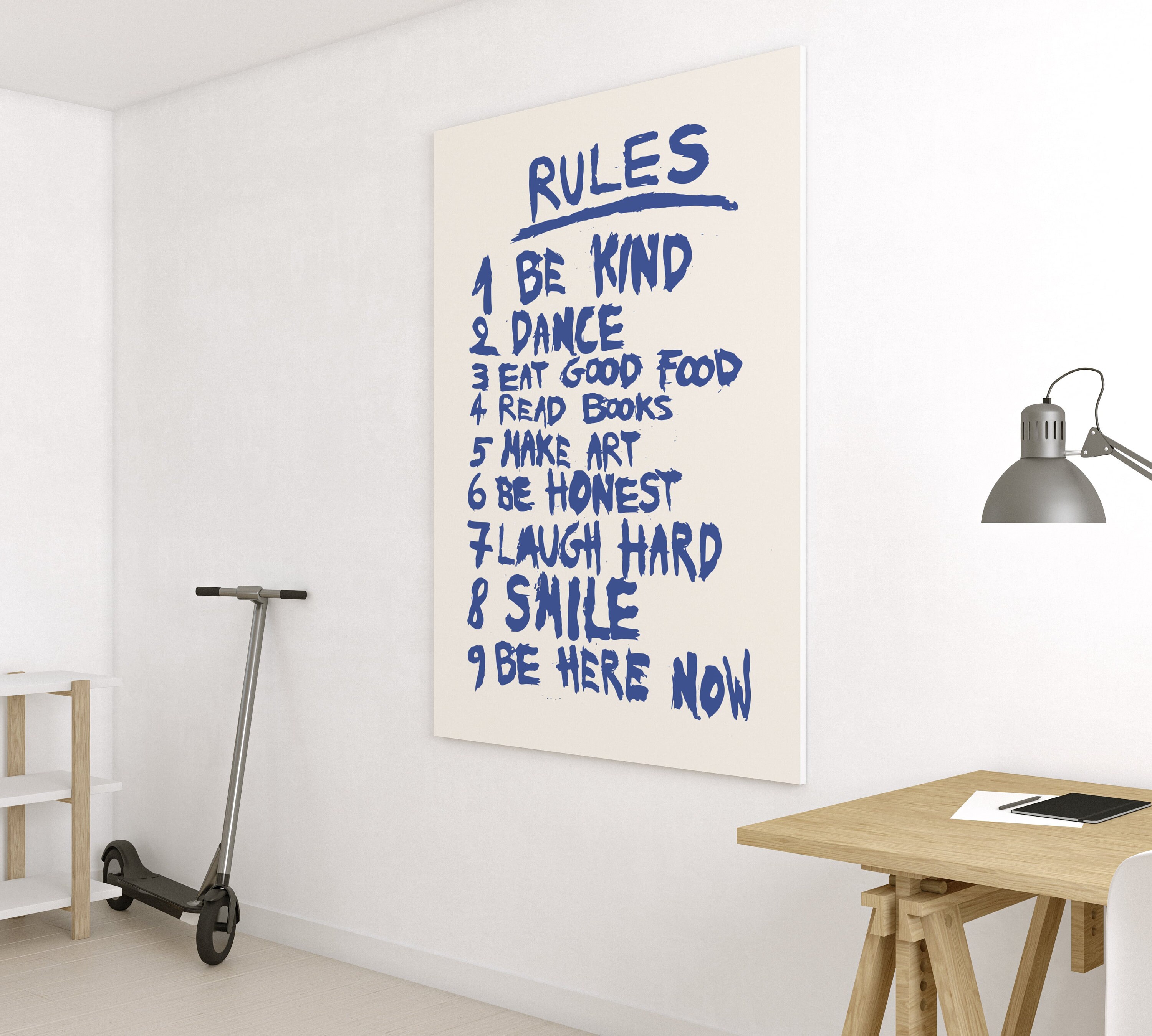 Retro Wall Art, Rules Art Print, Rules of Life, Wall Art for Apartments ...