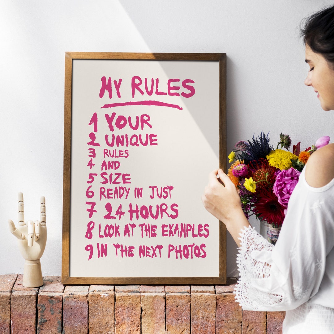 Custom Rules, Apartment Art, Rules of Life, Rules Wall Art, Wall Art ...